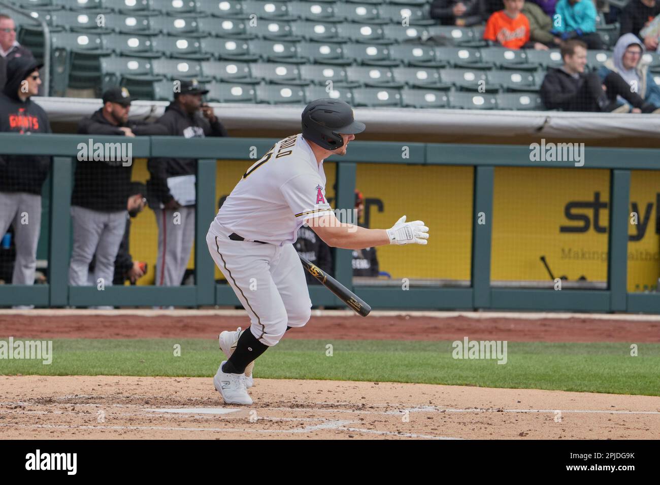 Salt Lake UT, USA. 1st Apr, 2023. Salt Lake third baseman Kevin Padio ...