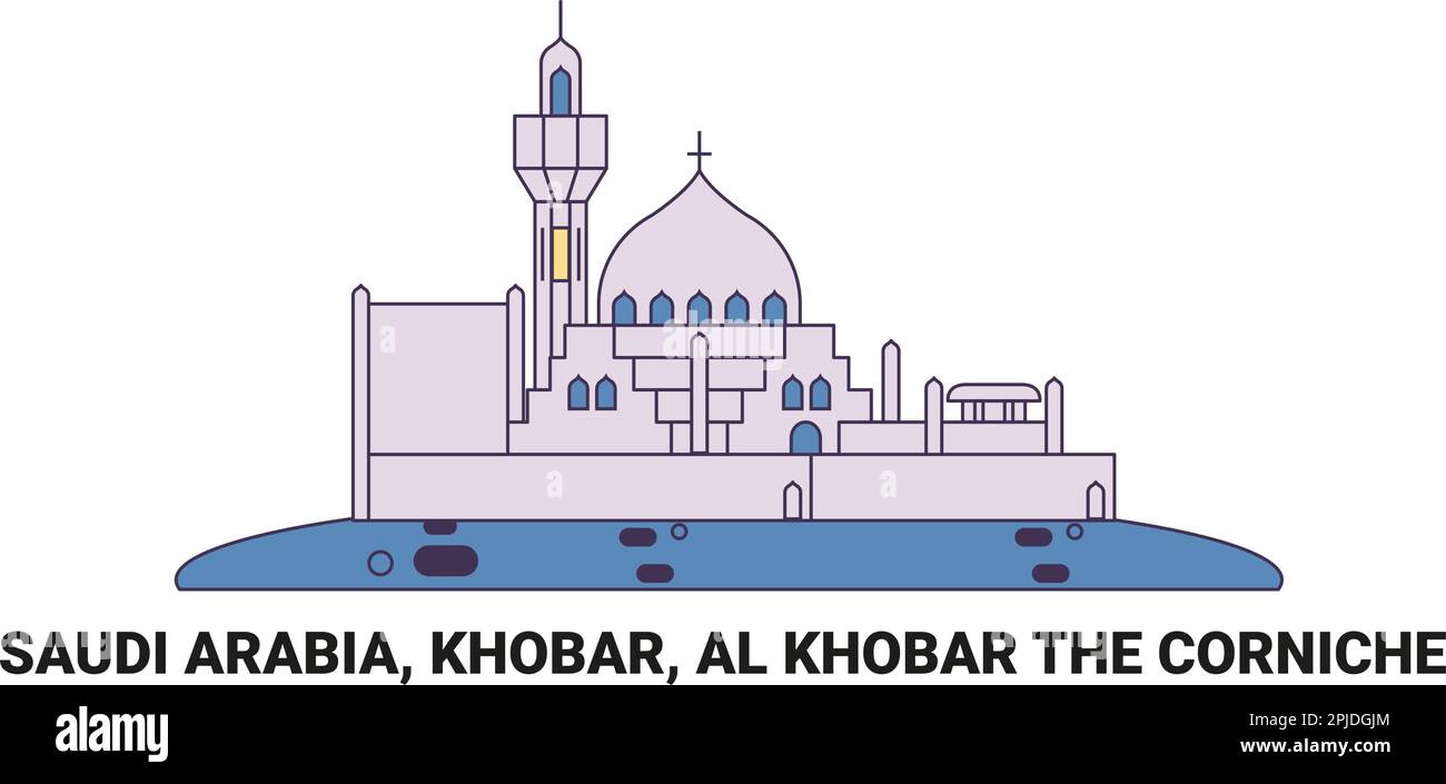Saudi Arabia, Khobar, Al Khobar The Corniche travel landmark vector ...