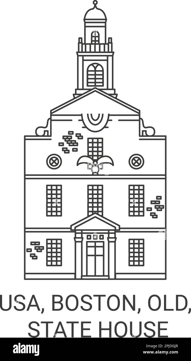 Usa, Boston, Old, State House travel landmark vector illustration Stock ...
