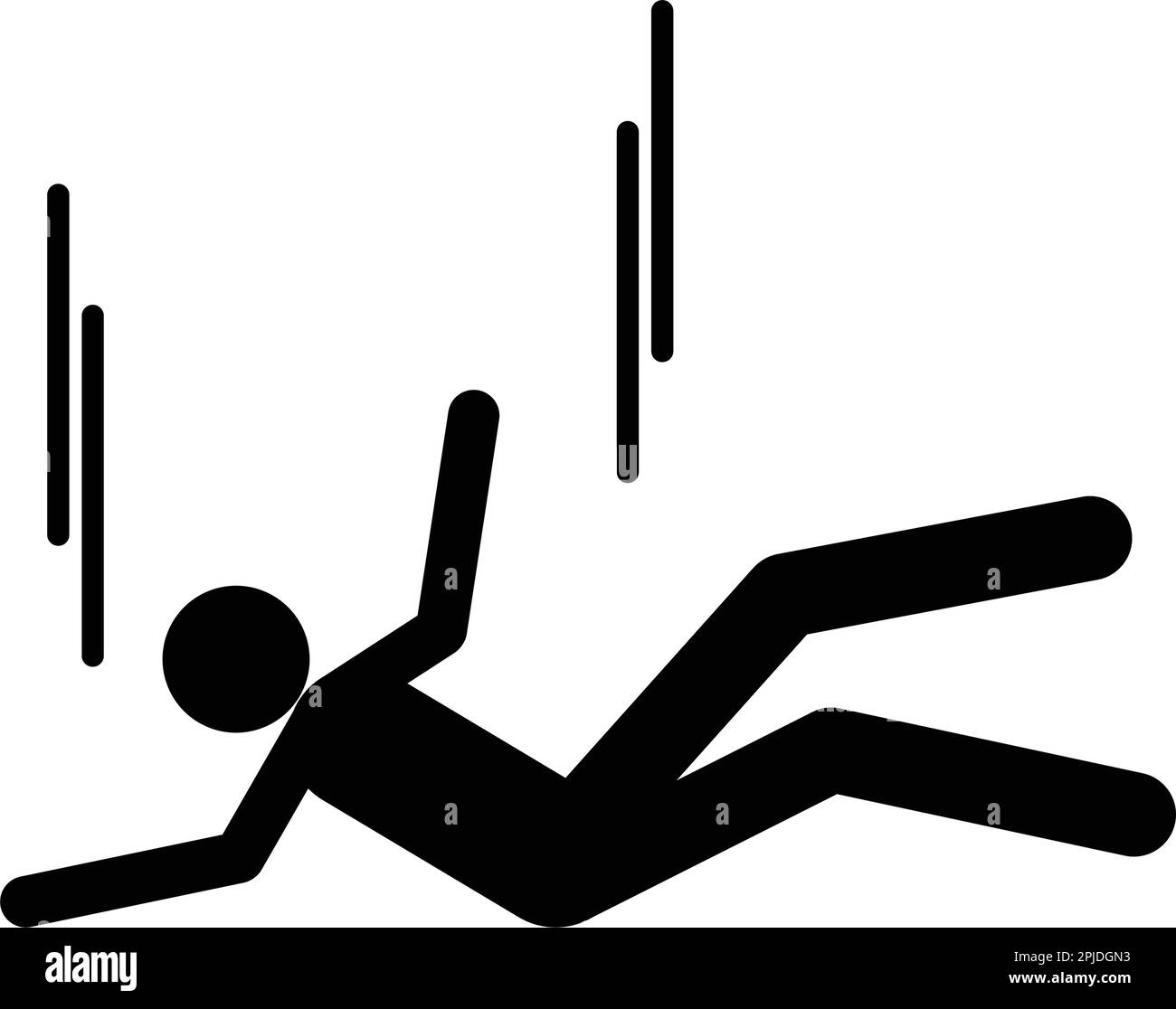 Falling people icon silhouette pictogram on white background Stock ...