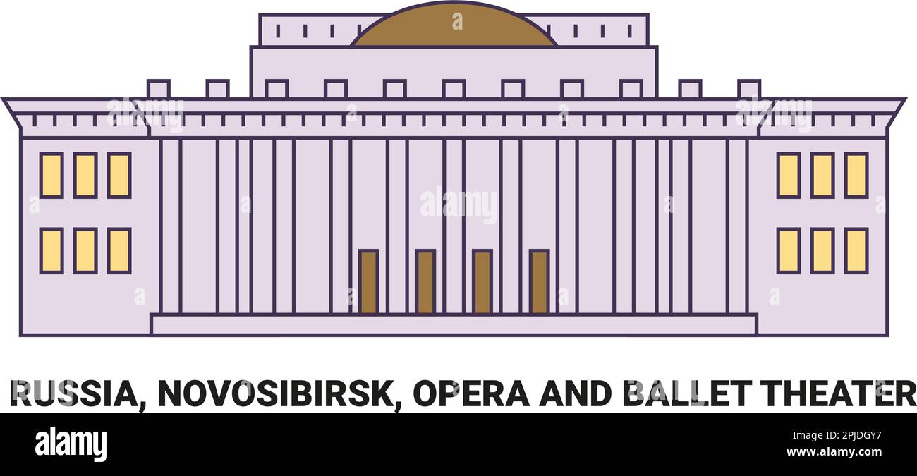Russia, Novosibirsk, Opera And Ballet Theater, travel landmark vector ...