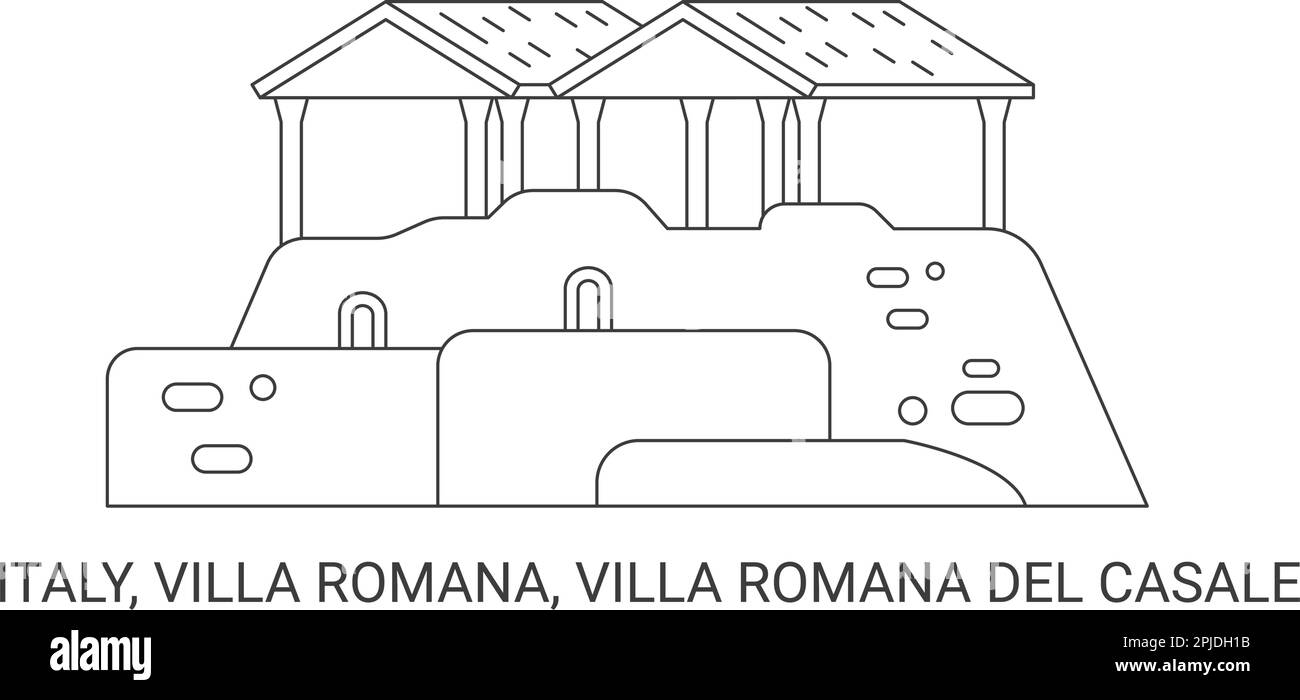 Italy, Villa Romana, Villa Romana Del Casale travel landmark vector ...
