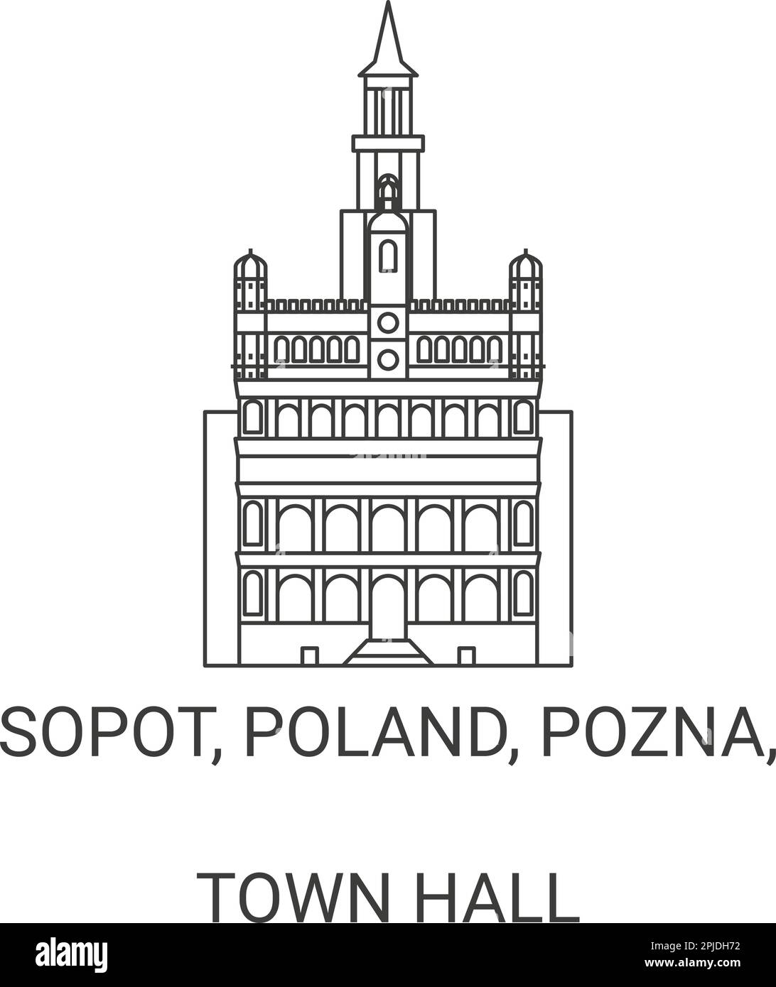 Poland, Pozna, Town Hall travel landmark vector illustration Stock ...