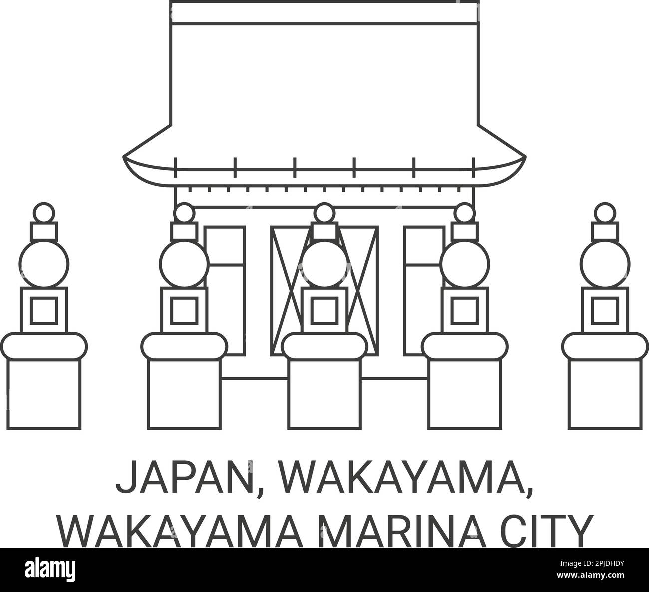 Japan, Wakayama, Wakayama Marina City travel landmark vector ...