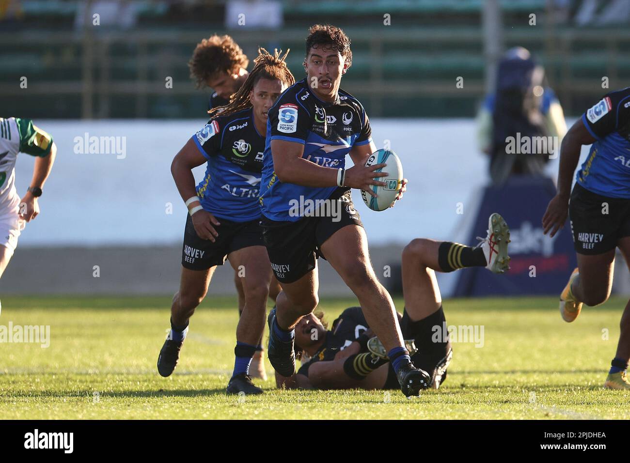 Force’s Marley Pearce (C) during the Super Rugby Pacific Round 6 match ...