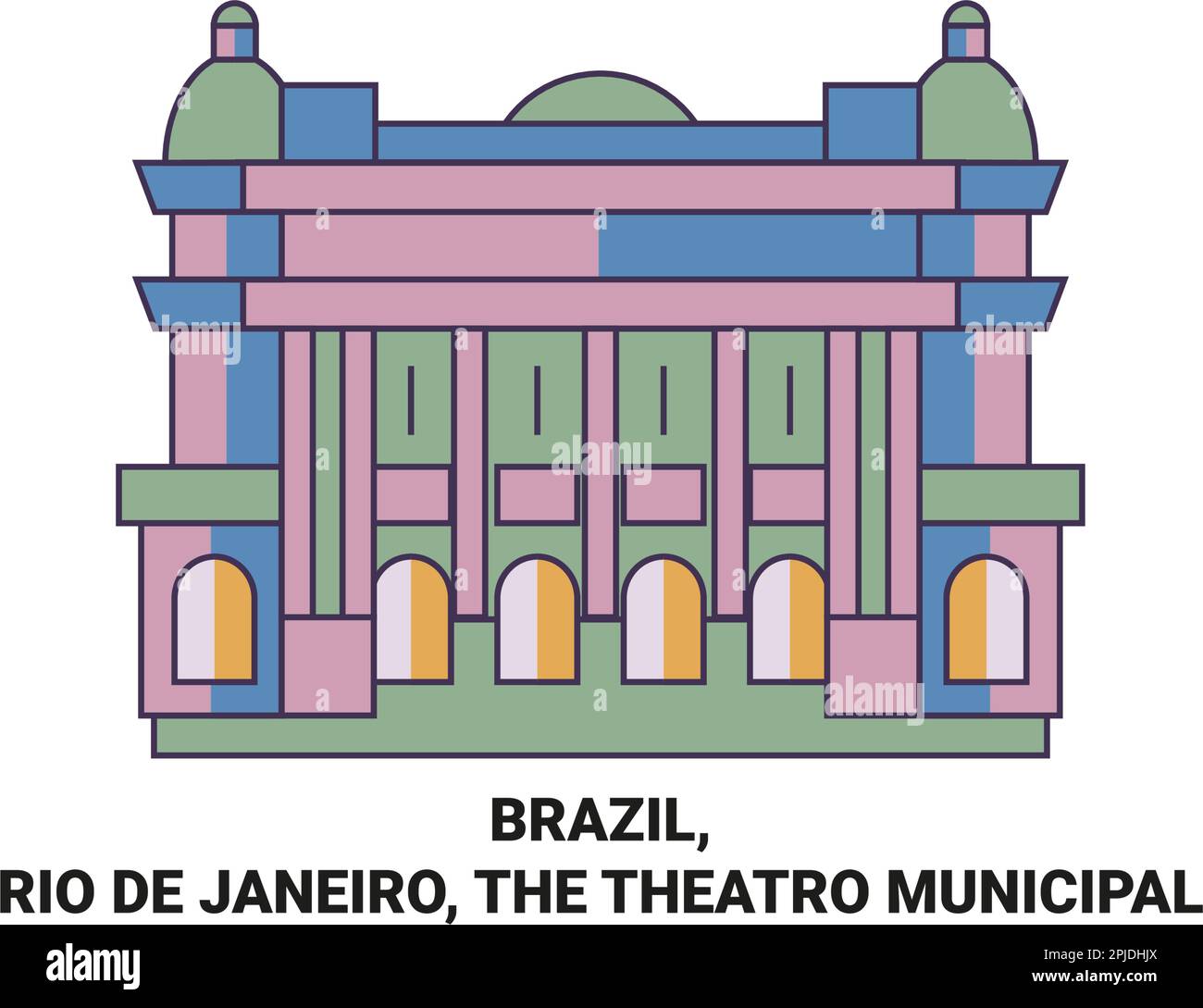 Brazil, Rio De Janeiro, The Theatro Municipal travel landmark vector ...