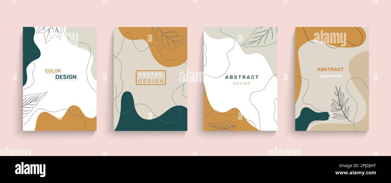 Nature floral mood, abstract shape posters set. Modern vertical banners ...