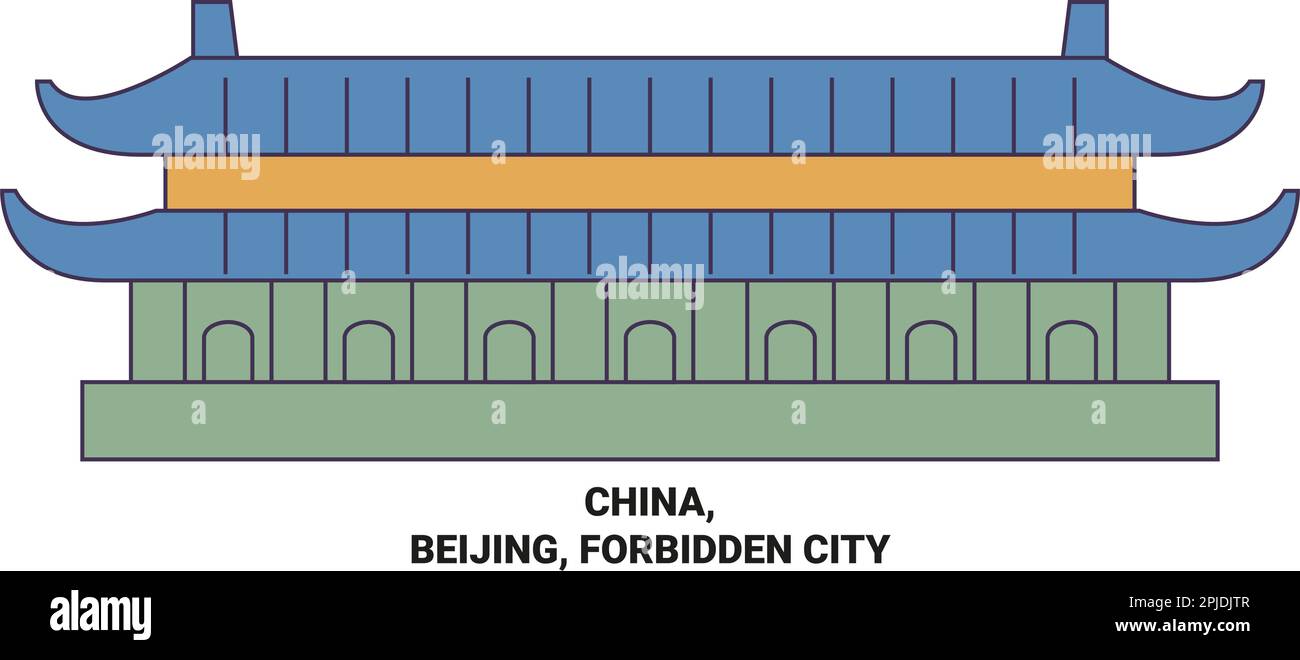 China, Beijing, Forbidden City travel landmark vector illustration ...
