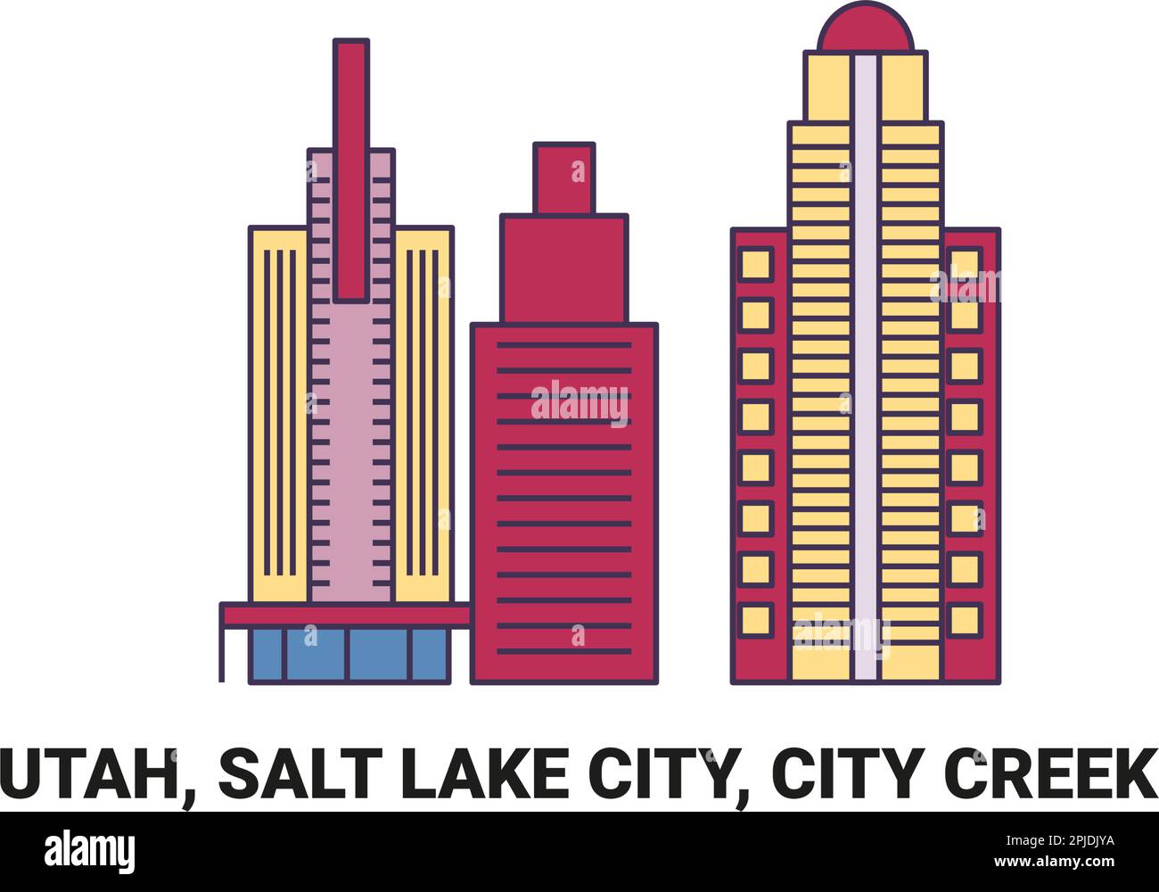 United States, Utah, Salt Lake City, City Creek, travel landmark vector ...