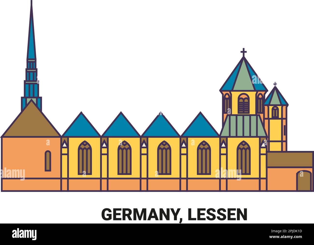 Germany, Lessen travel landmark vector illustration Stock Vector Image ...