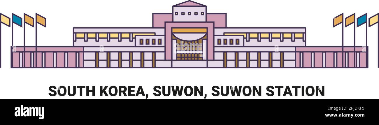 Republic Of Korea, Suwon, Suwon Station travel landmark vector ...