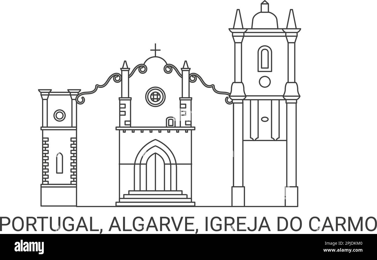 Portugal, Algarve, Igreja Do Carmo, travel landmark vector illustration ...