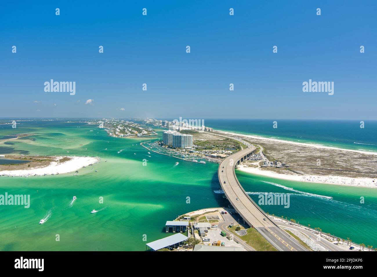 Aerial view of Saint John Bayou and Perdido Pass in Orange Beach ...