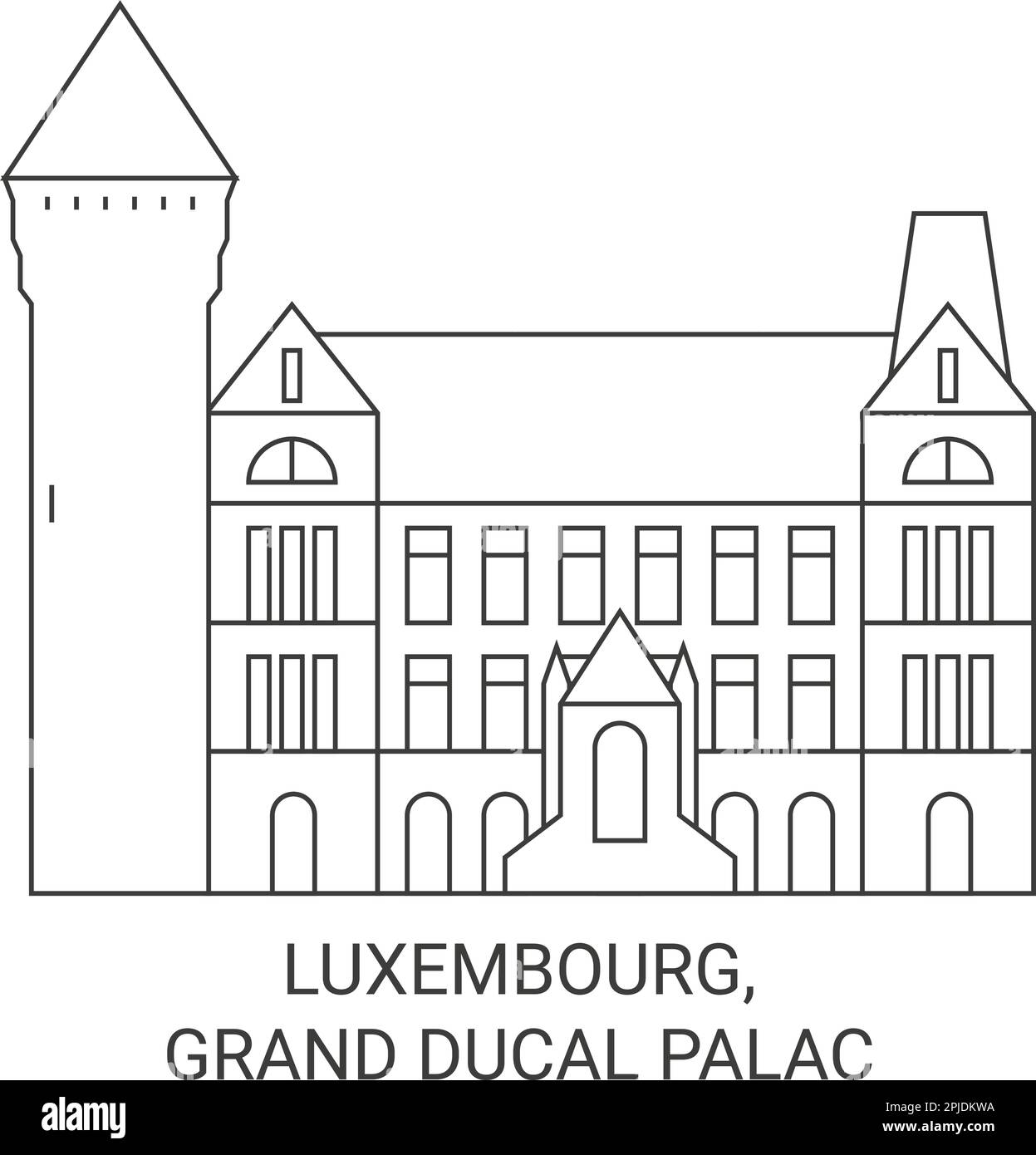 Luxembourg, Grand Ducal Palac travel landmark vector illustration Stock ...