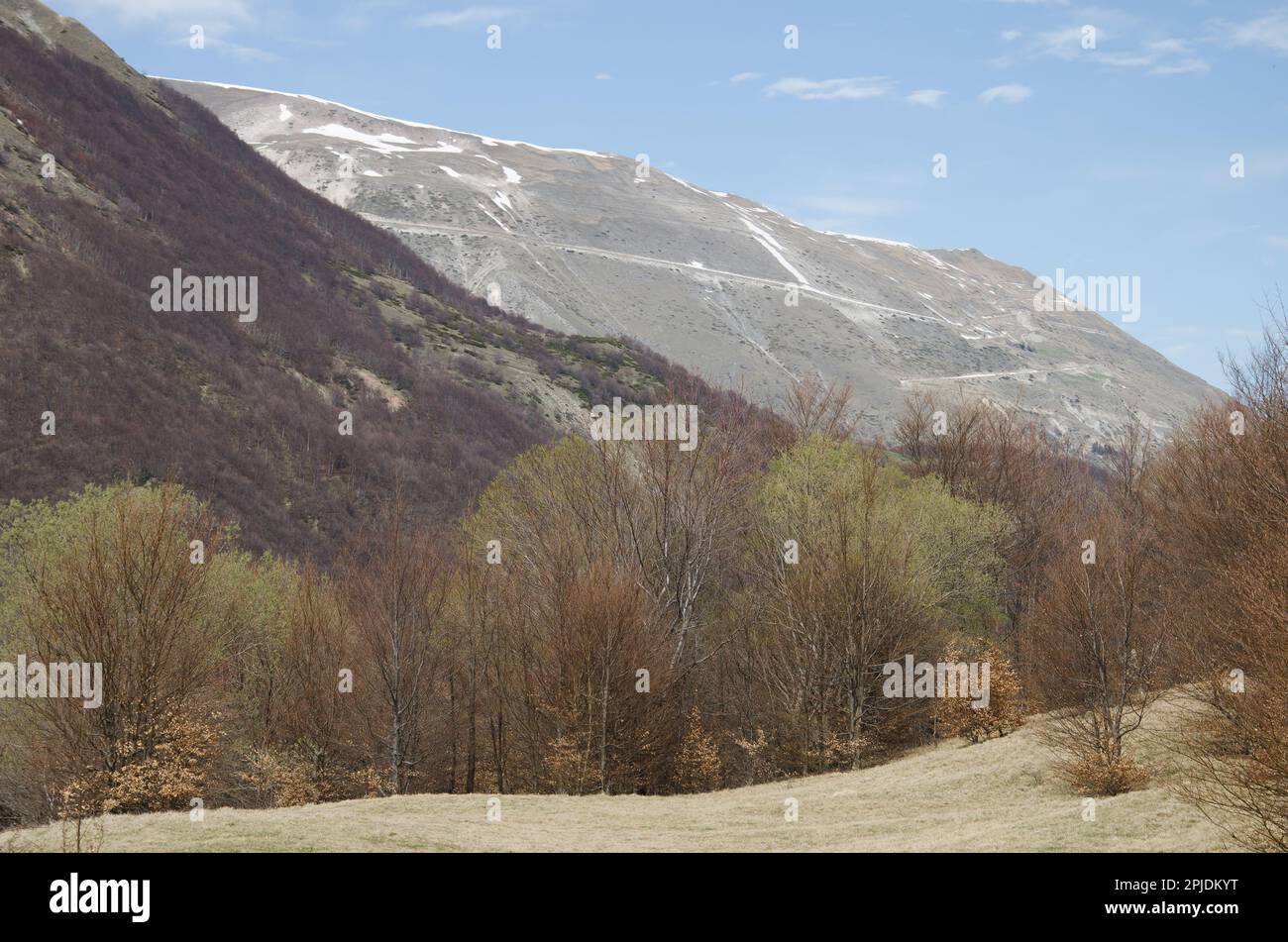 View of the famous Monte Sibilla at the end of winter in the Marche ...