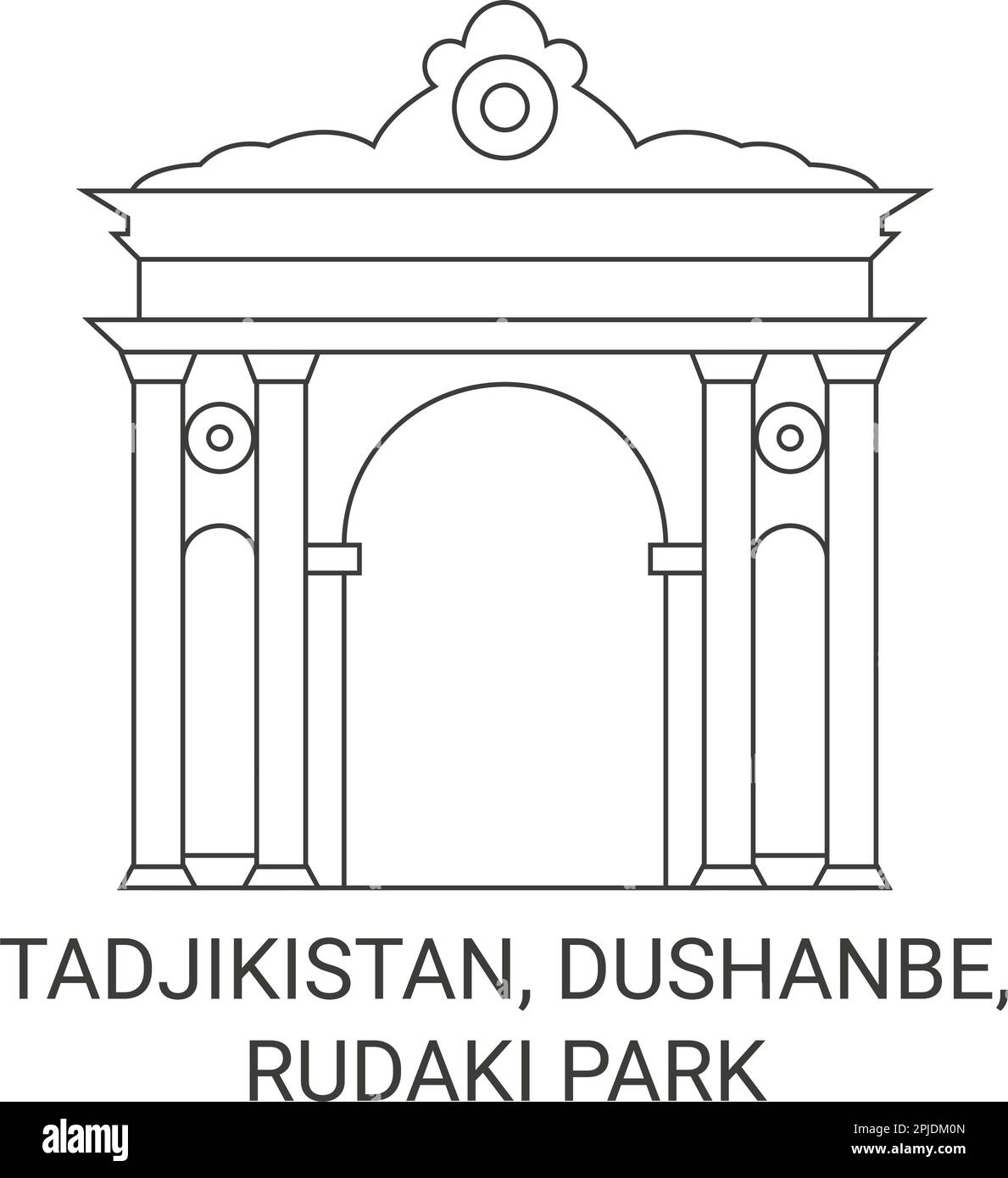 Tadjikistan, Dushanbe, Rudaki Park travel landmark vector illustration ...