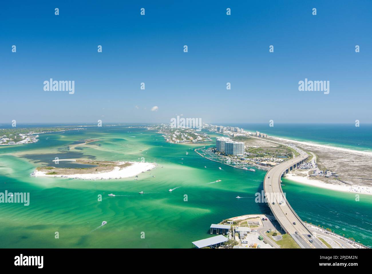 Aerial view of Saint John Bayou and Perdido Pass in Orange Beach ...