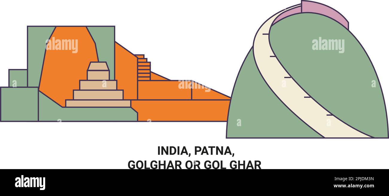 India, Patna, Golghar Or Gol Ghar travel landmark vector illustration ...