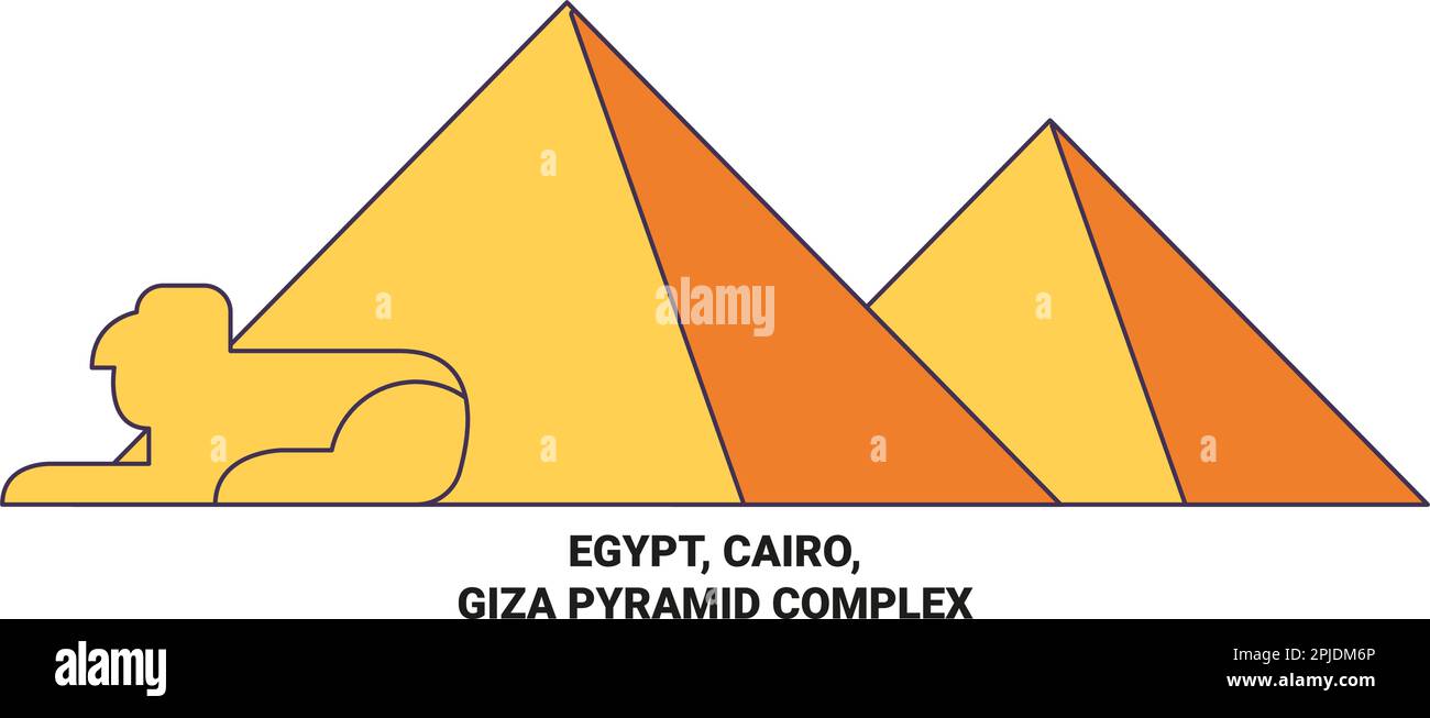 Egypt, Cairo, Giza Pyramid Complex travel landmark vector illustration ...