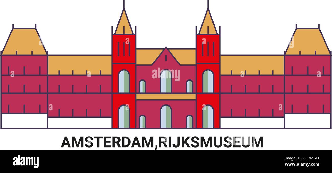 Netherlands, Amsterdam,Rijksmuseum, travel landmark vector illustration ...
