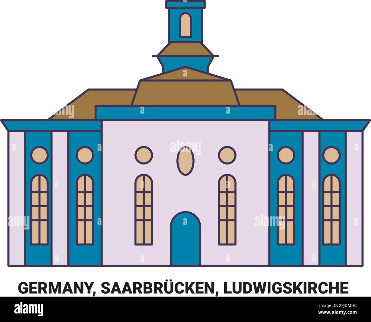Germany, Saarbrucken, Ludwigskirche travel landmark vector illustration ...
