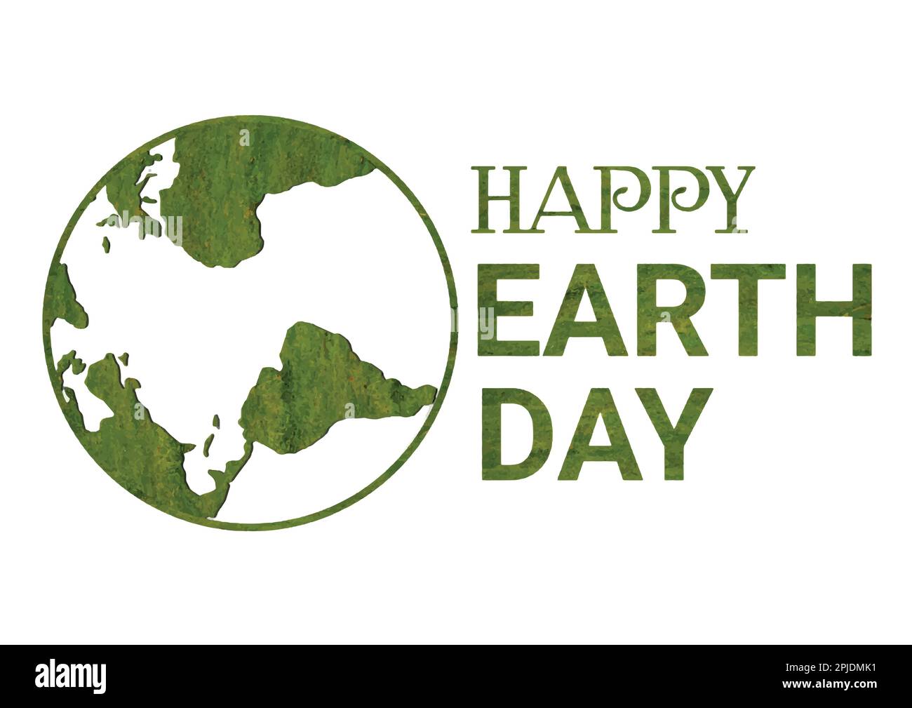 Earth day poster with green grass and world map on white background ...