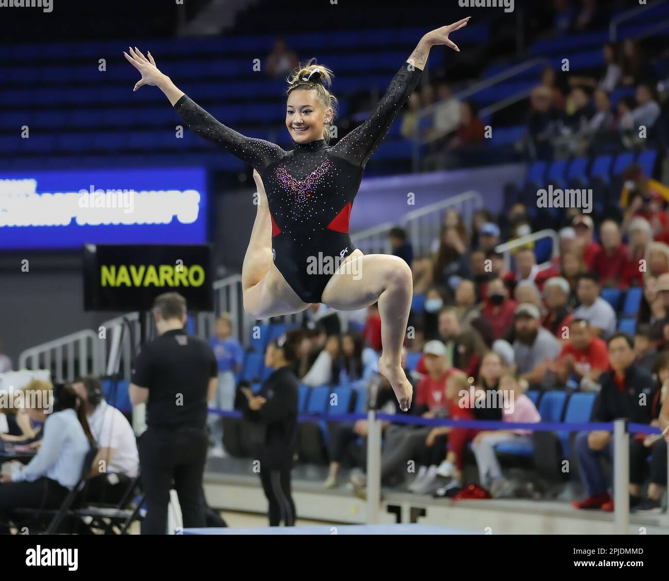 Los Angeles, OK, USA. 1st Apr, 2023. Utah's Makenna Smith leaps into ...