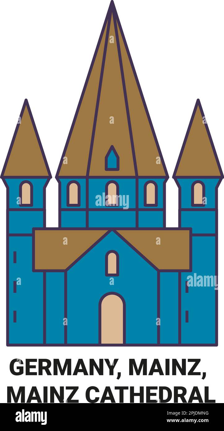 Germany, Mainz, Mainz Cathedral travel landmark vector illustration ...