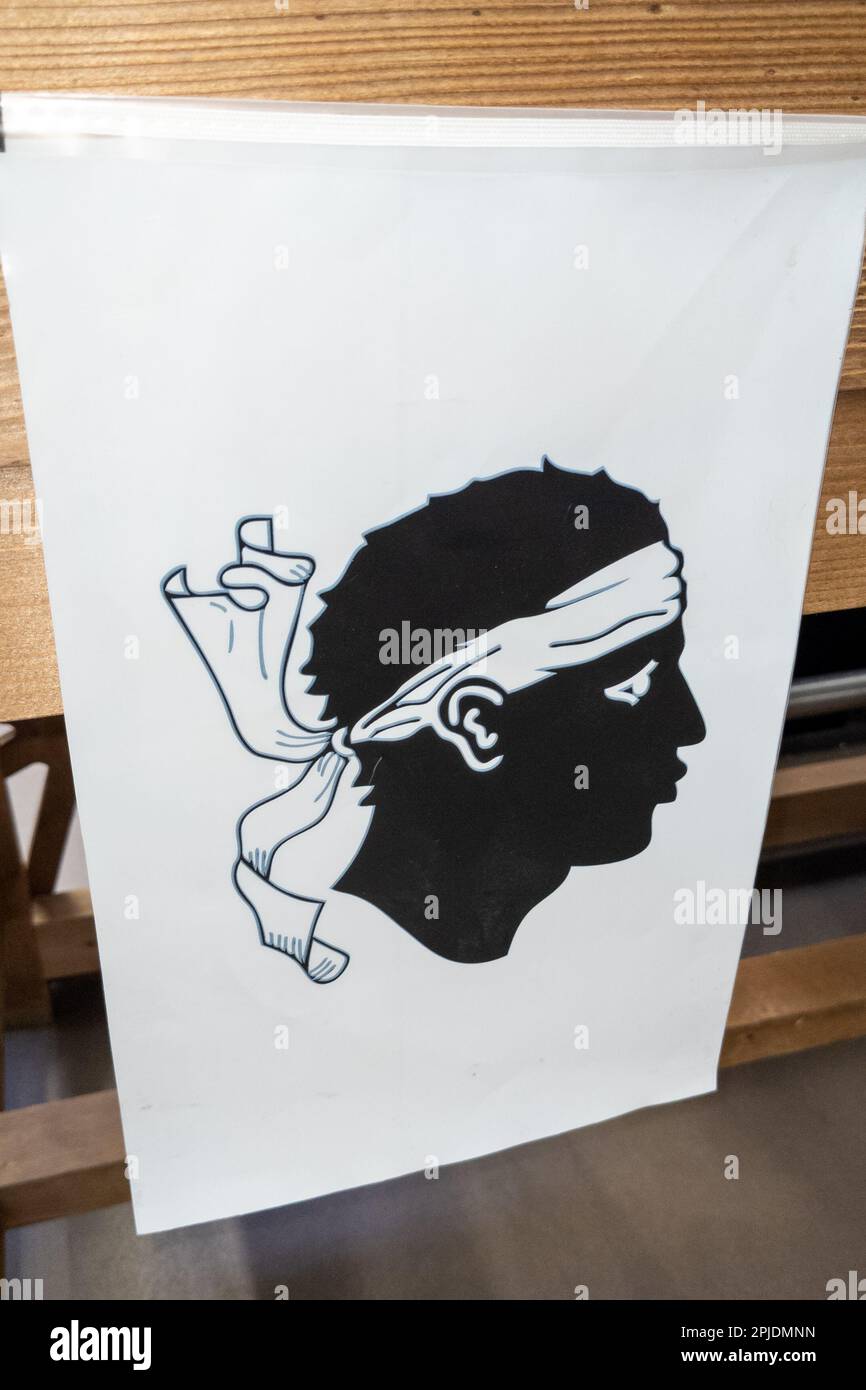 Corsican flag black and white head profile of the island of beauty in ...