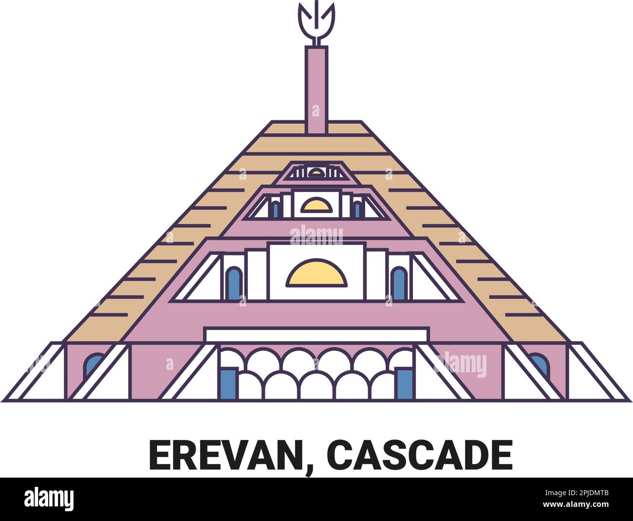 Armenia, Erevan, Cascade, travel landmark vector illustration Stock ...