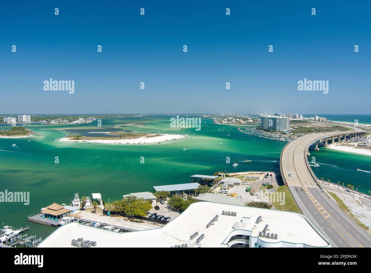 Aerial view of Saint John Bayou and Perdido Pass in Orange Beach ...