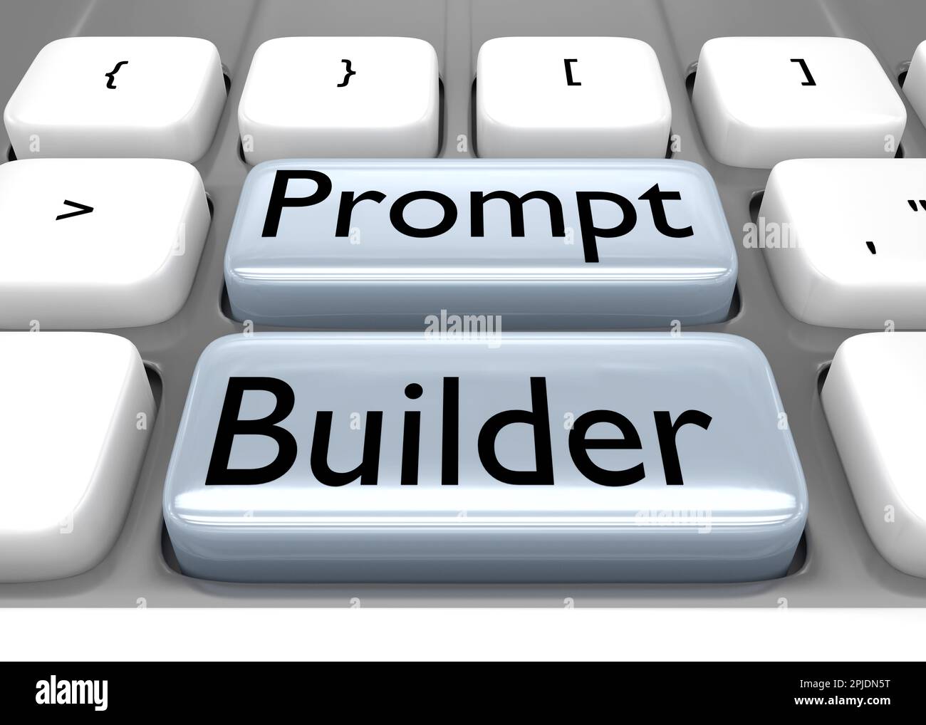3d Illustration Of Computer Keyboard With The Script Prompt Builder On