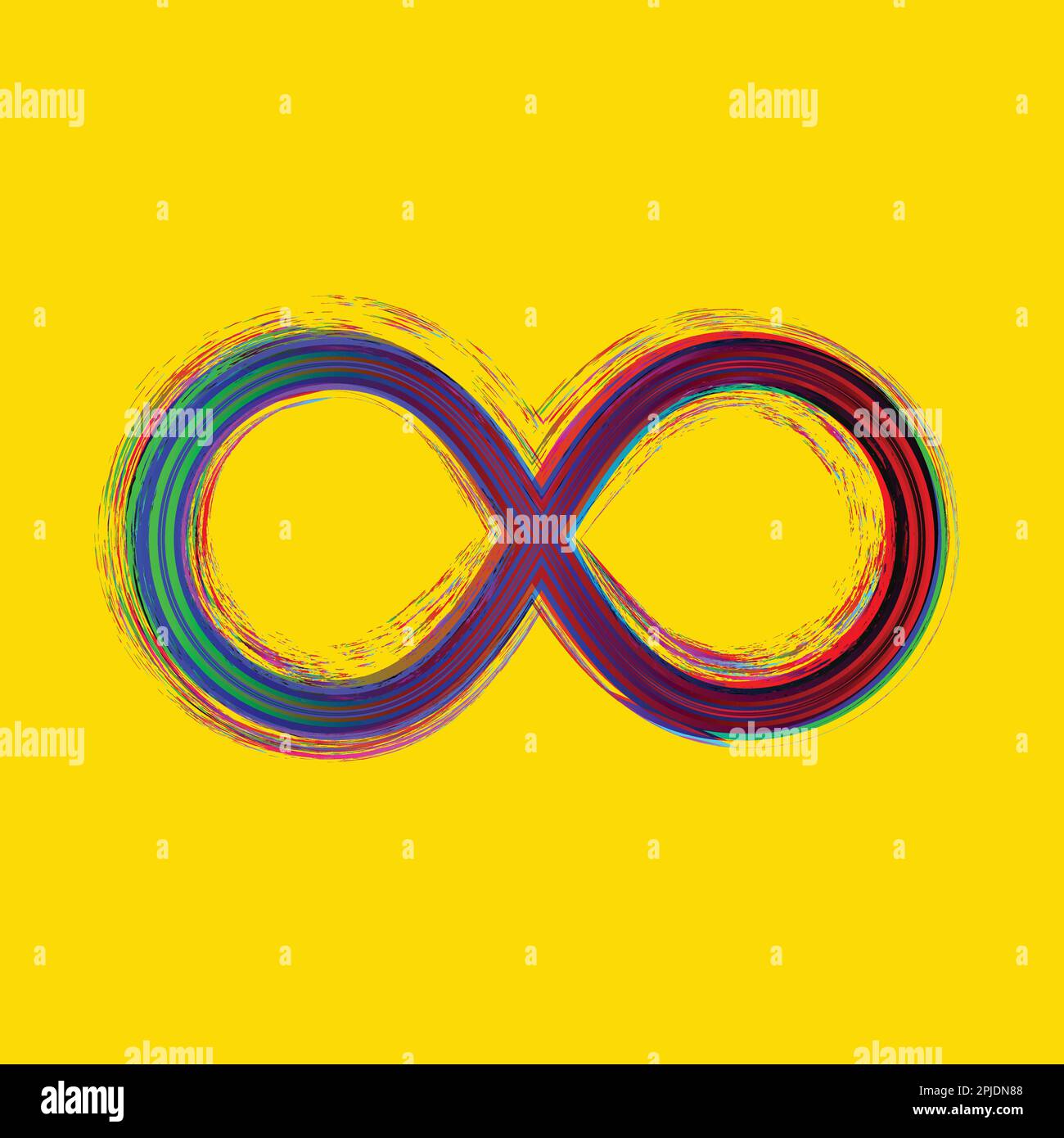 Art Brush Hand draw Infinity in Begic Geometric shape isolated. Yellow ...