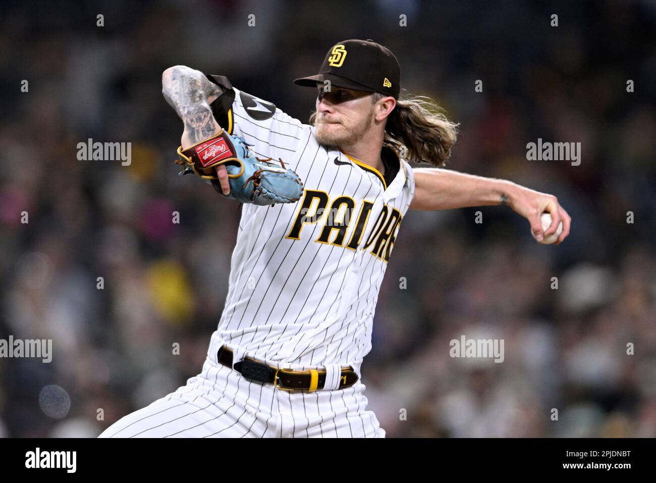 San Diego Padres relief pitcher Josh Hader throws to a Colorado Rockies ...