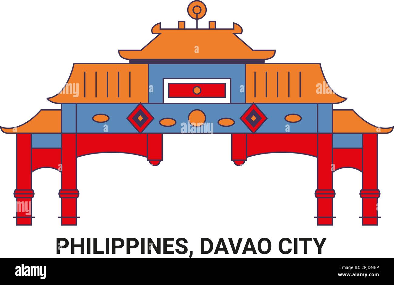 Philippines, Davao City travel landmark vector illustration Stock ...
