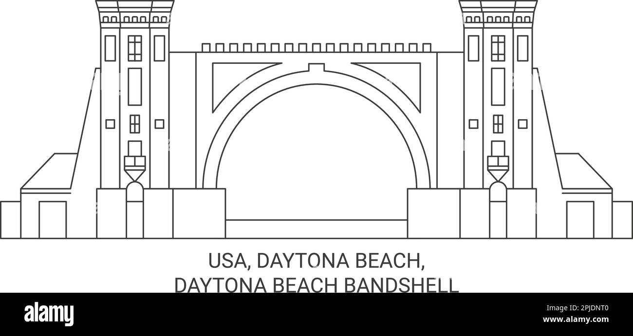 Usa, Daytona Beach, Daytona Beach Bandshell travel landmark vector ...