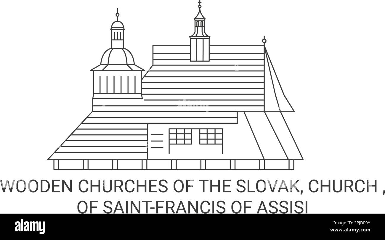 Slovakia Wooden Churches Of Saintfrancis Of Assisi Travel Landmark Vector Illustration Stock