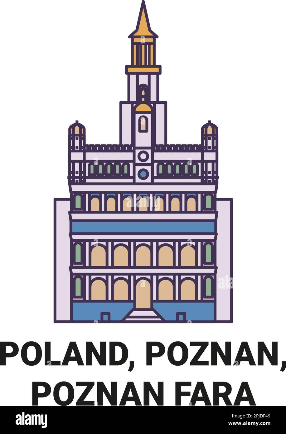 Poland, Poznan, Poznan Fara travel landmark vector illustration Stock ... Poland, Poznan, Poznan Fara travel landmark vector illustration Stock ...