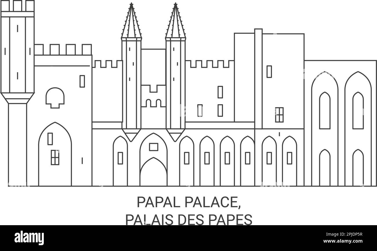 France, Papal Palace, Palais Des Papes travel landmark vector ...