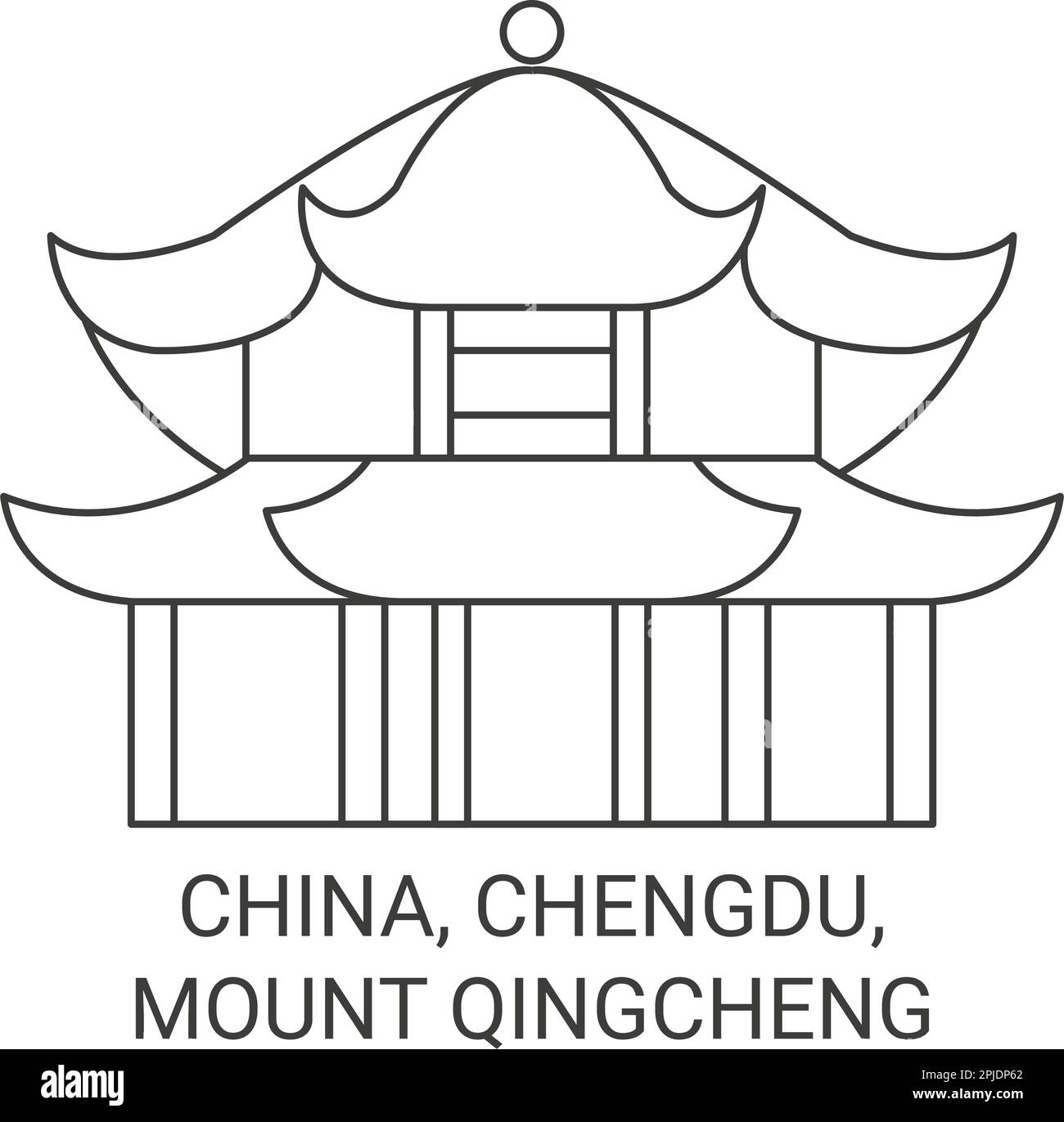 China, Chengdu, Mount Qingcheng travel landmark vector illustration ...