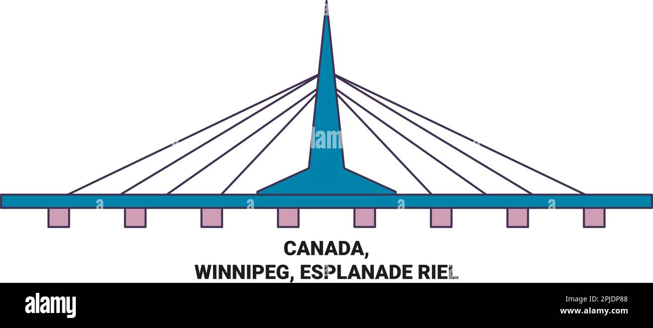Canada, Winnipeg, Esplanade Riel travel landmark vector illustration ...