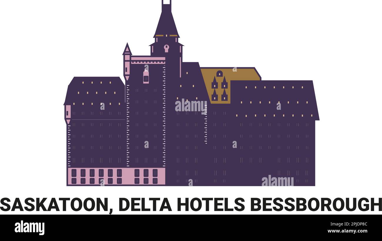 Canada, Saskatoon, Delta Hotels Bessborough, travel landmark vector ...