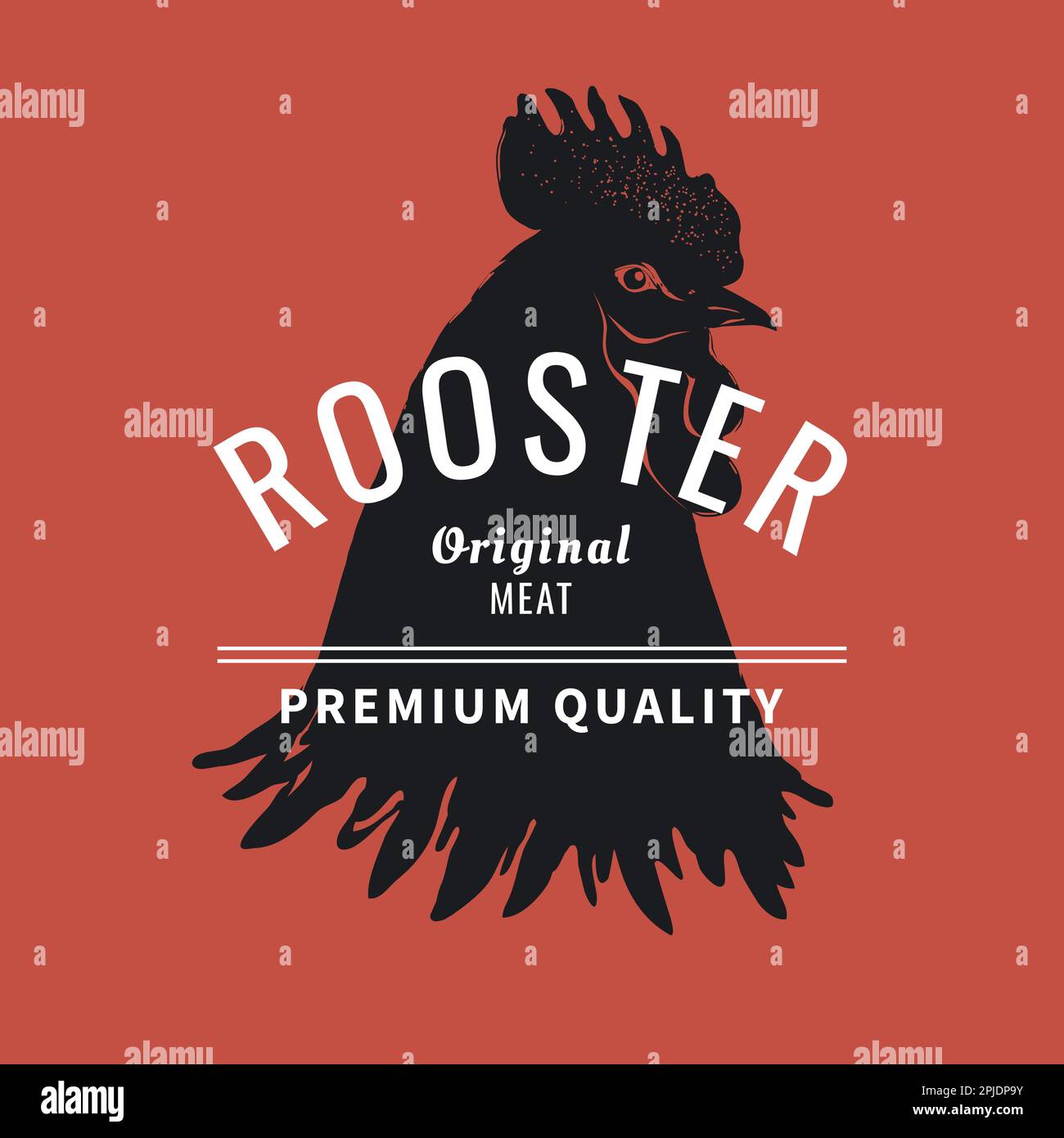 Animal rooster print, domestic animal stamp. Vintage butcher poster or ...