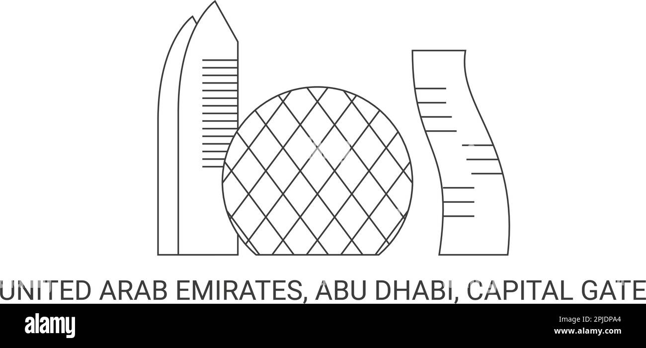 United Arab Emirates, Abu Dhabi, Capital Gate, travel landmark vector ...