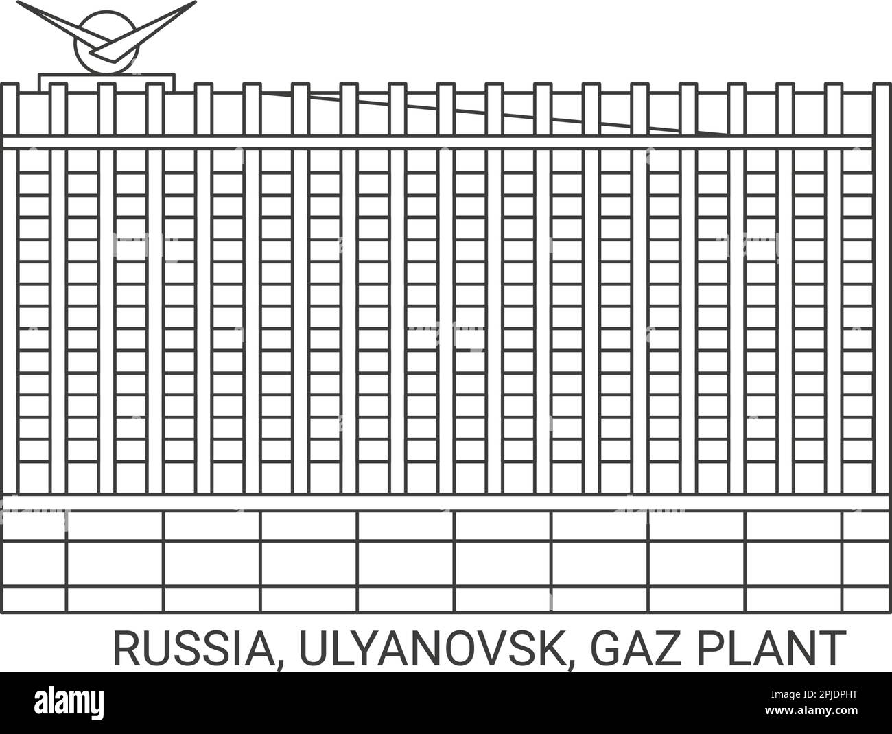 Russia, Ulyanovsk, Gaz Plant, travel landmark vector illustration Stock ...
