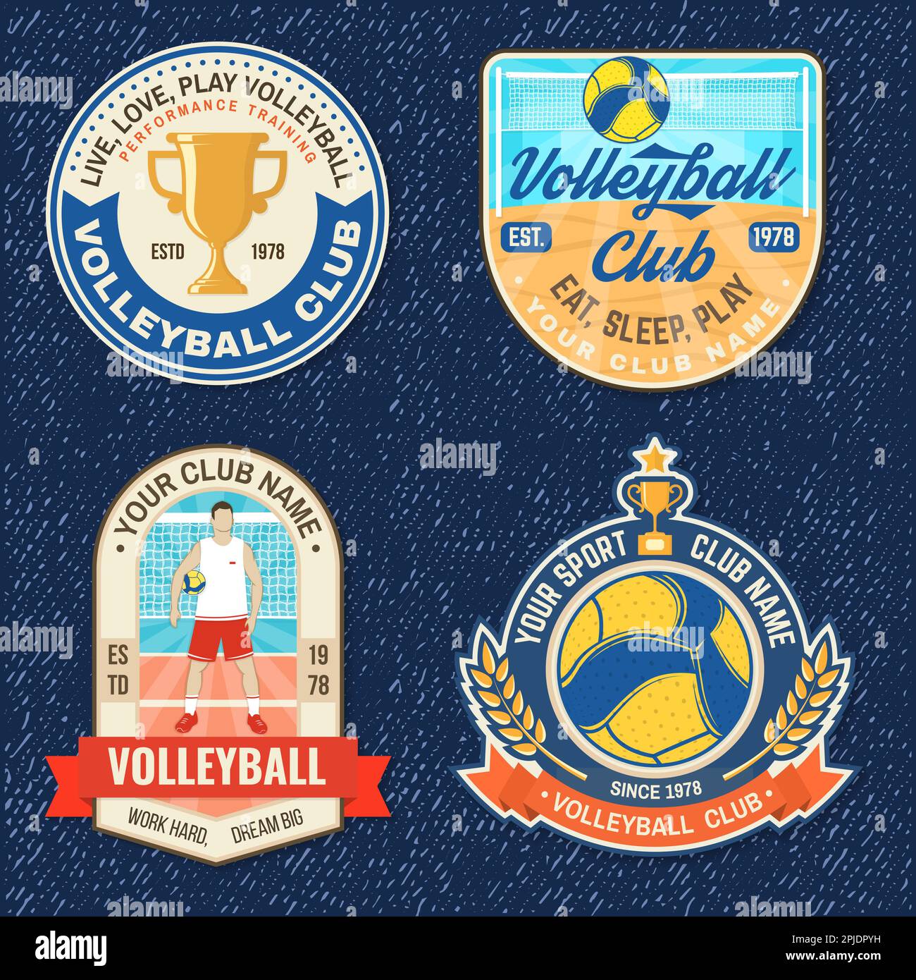 Set of Volleyball club emblem, patch, sticker. Vector illustration. For ...