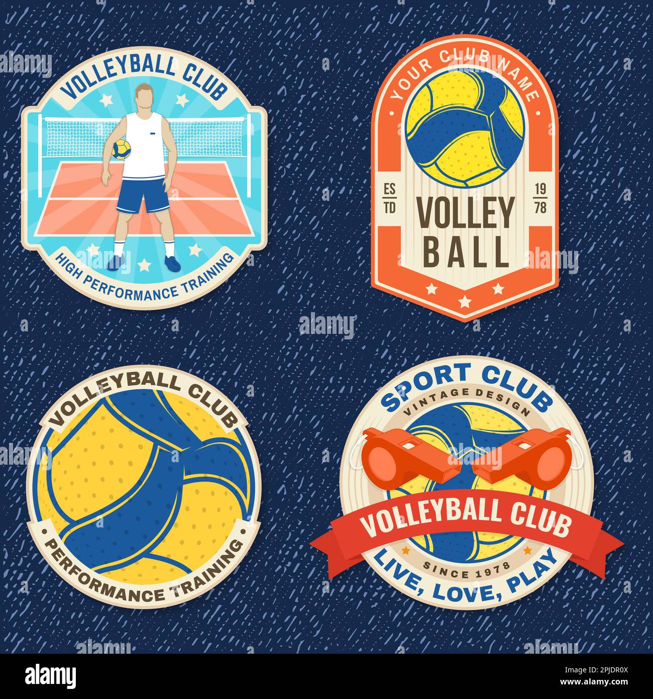 Set of Volleyball club emblem, patch, sticker. Vector illustration. For ...
