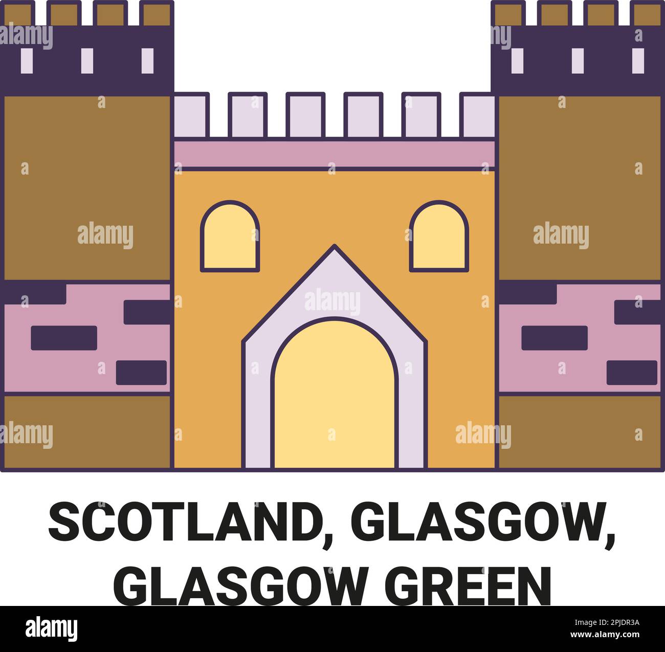Scotland, Glasgow, Glasgow Green travel landmark vector illustration ...