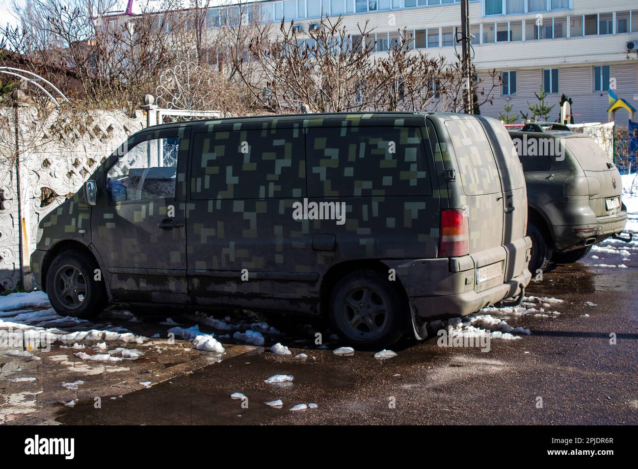 Military vehicle leaving for the Donbas front line. Recognizable thanks ...