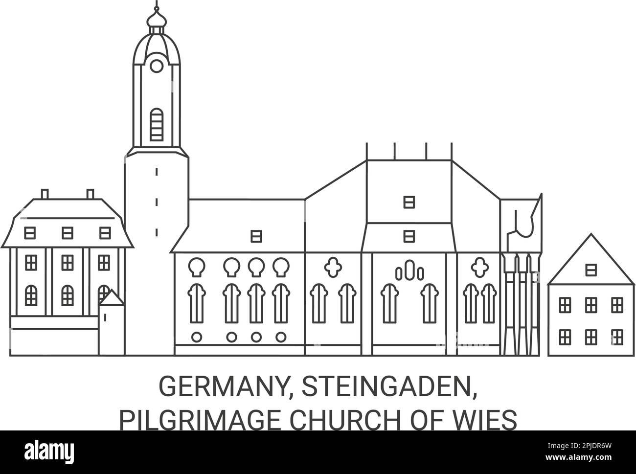 Germany, Steingaden, Pilgrimage Church Of Wies travel landmark vector ...